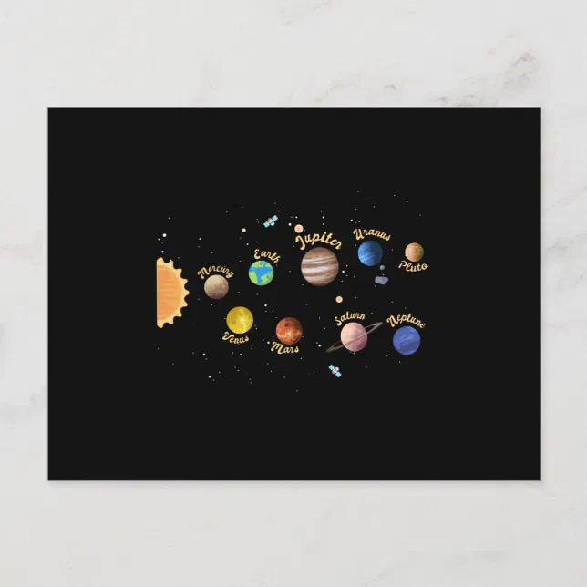 Solar System Planets Kids Knowledge Outer Space Postcard | Zazzle
