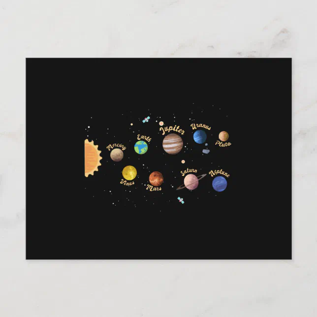 Solar System Planets Kids Knowledge Outer Space Postcard | Zazzle