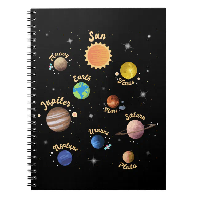 Solar System Planets Kids Knowledge Outer Space T- Notebook | Zazzle
