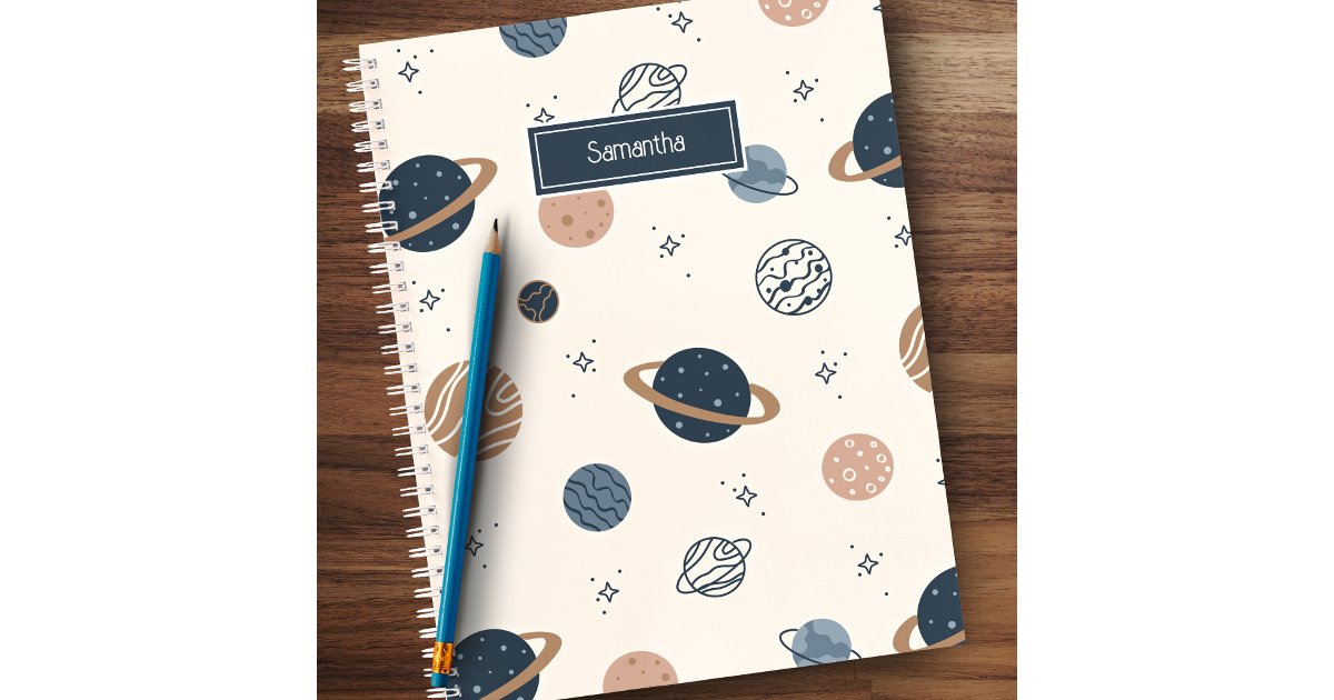 Solar System Planets Sketch Pattern Notebook | Zazzle