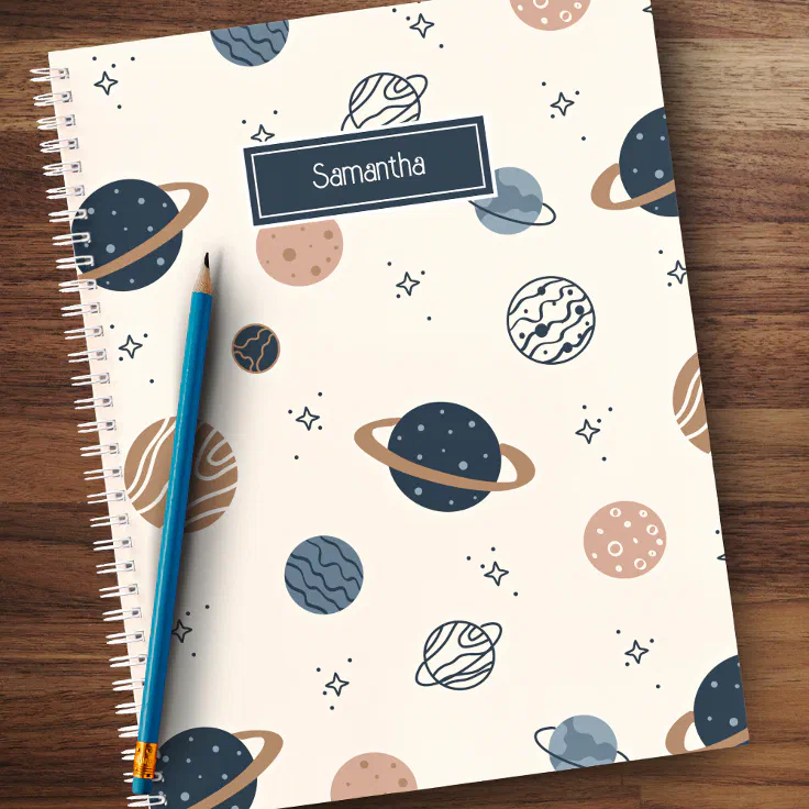 Solar System Planets Sketch Pattern Notebook | Zazzle