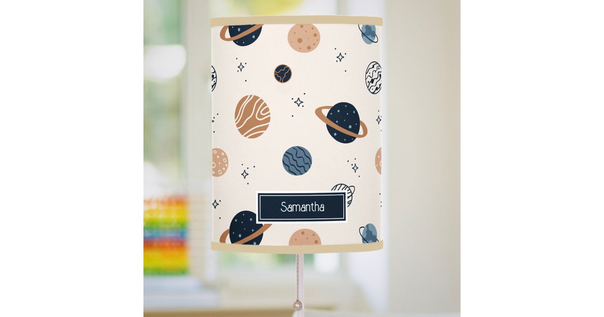 Solar System Planets Sketch Pattern Table Lamp | Zazzle