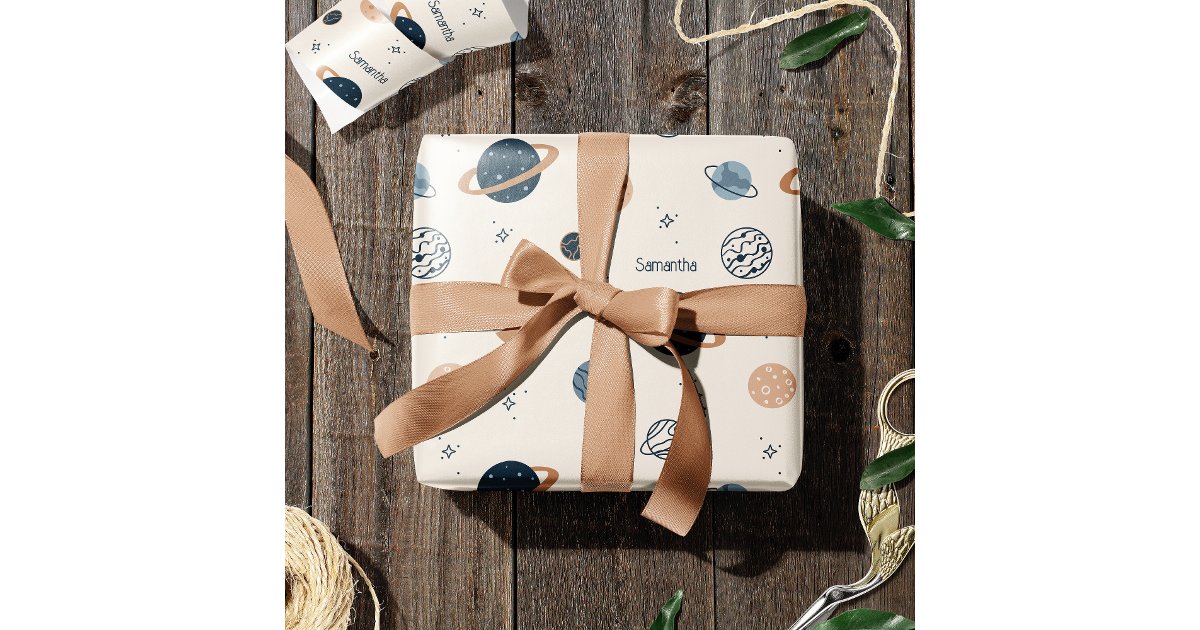 Solar System Planets Sketch Pattern Wrapping Paper | Zazzle