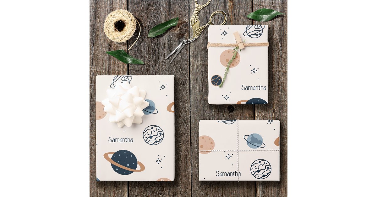 Solar System Planets Sketch Pattern Wrapping Paper Sheets | Zazzle