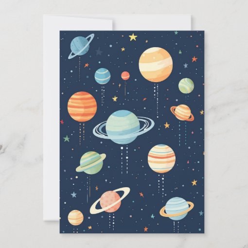 Solar system planets sun kids birthday invitation | Zazzle