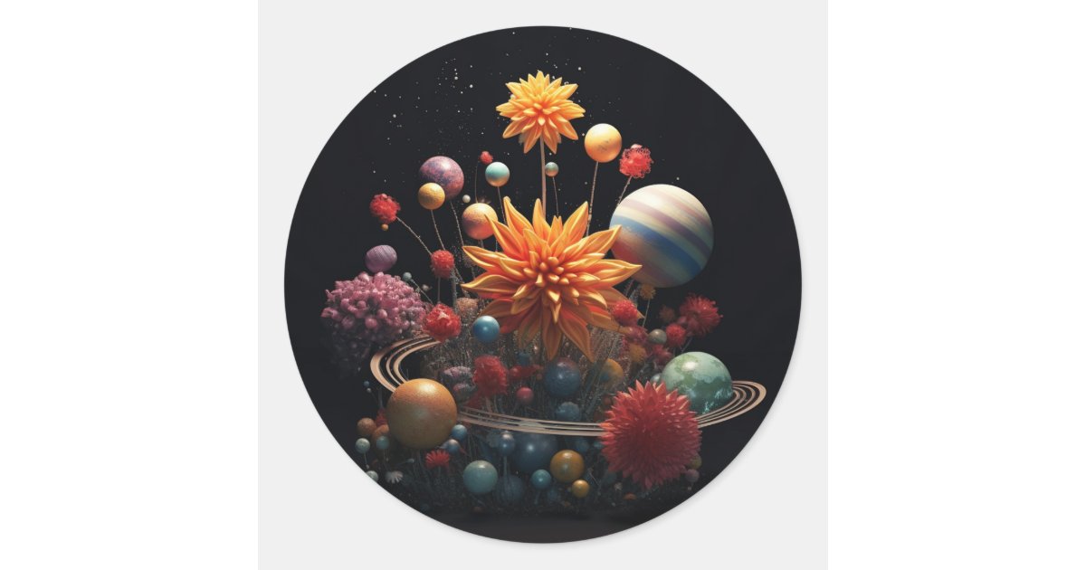 Solar System Round Sticker | Zazzle