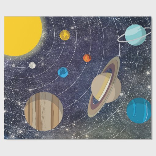 Solar System, Space and Stars Wrapping Paper | Zazzle