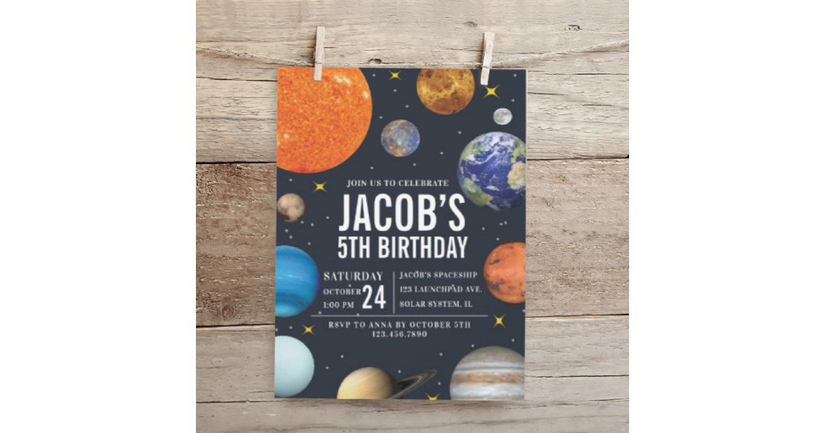 Solar System Space-themed Birthday Invitation | Zazzle