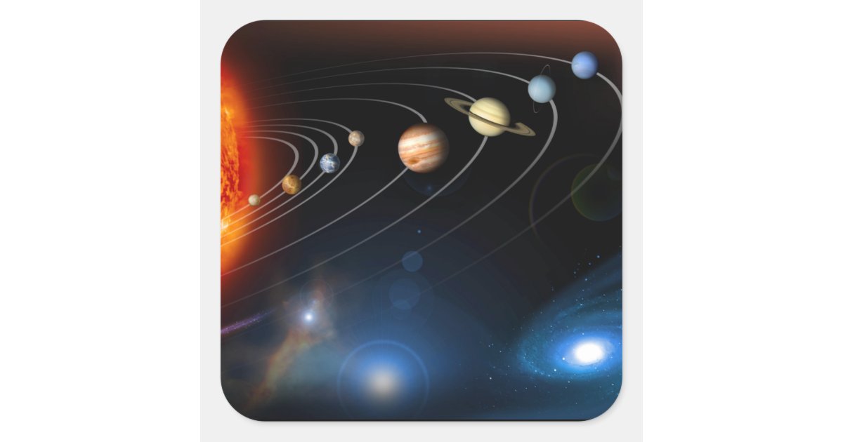 "Solar System" Square Sticker | Zazzle