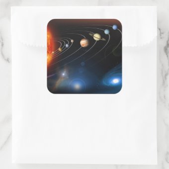 "Solar System" Square Sticker | Zazzle