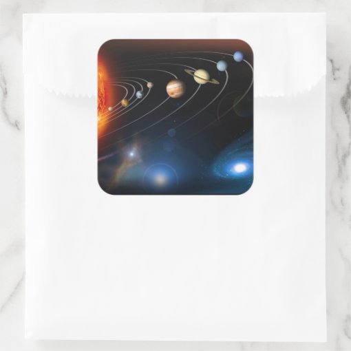 "Solar System" Square Sticker | Zazzle