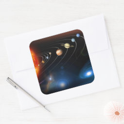 "Solar System" Square Sticker | Zazzle