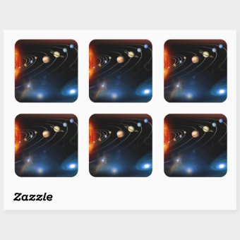 "Solar System" Square Sticker | Zazzle