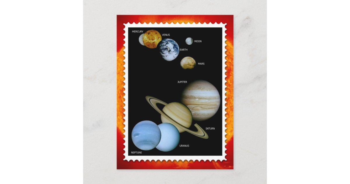 Solar System Stamp Design Postcard | Zazzle