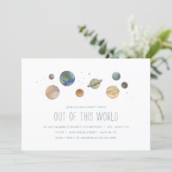 Solar System Watercolor Party Invitation | Zazzle