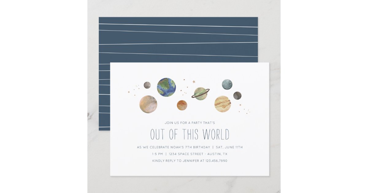 Solar System Watercolor Party Invitation | Zazzle