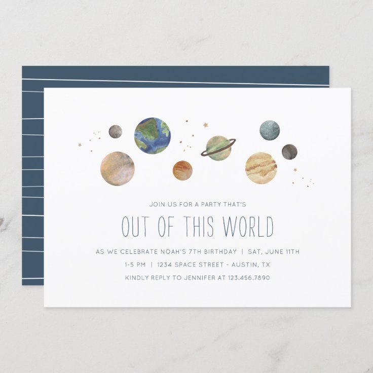 Solar System Watercolor Party Invitation | Zazzle