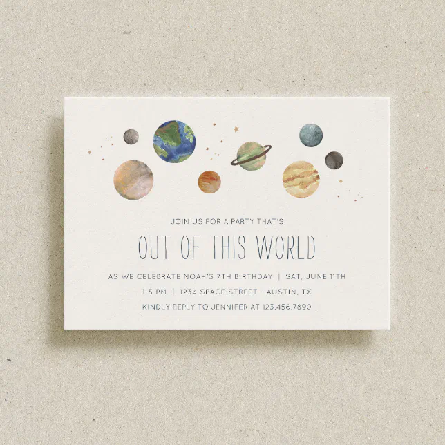 Solar System Watercolor Party Invitation | Zazzle