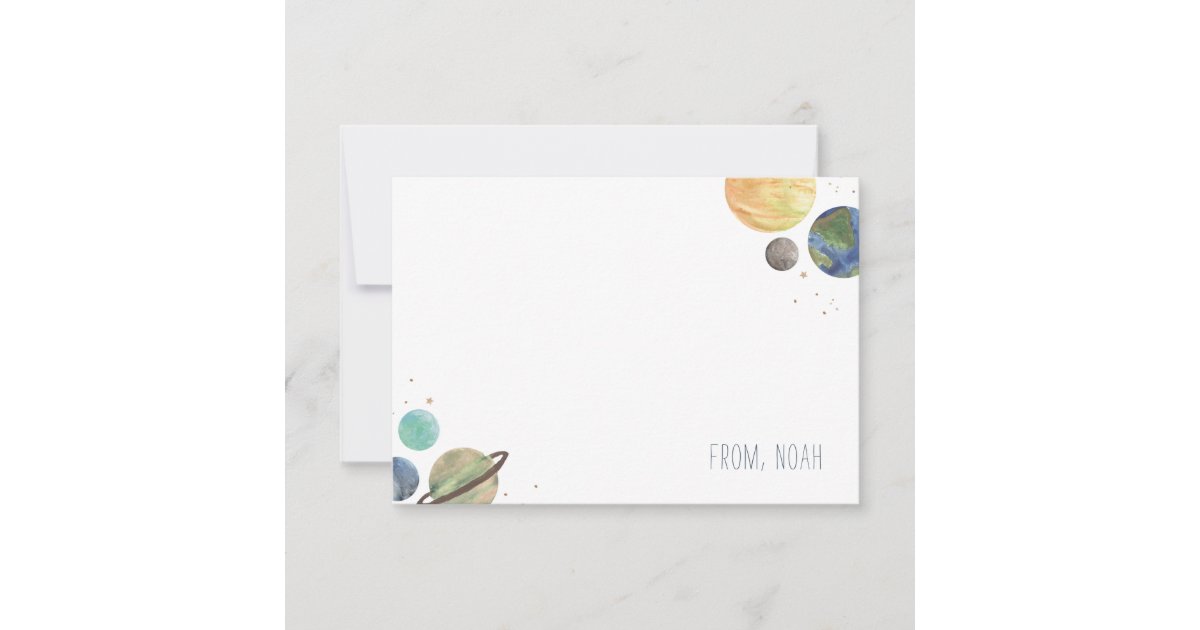 Solar System Watercolor Thank You Card | Zazzle