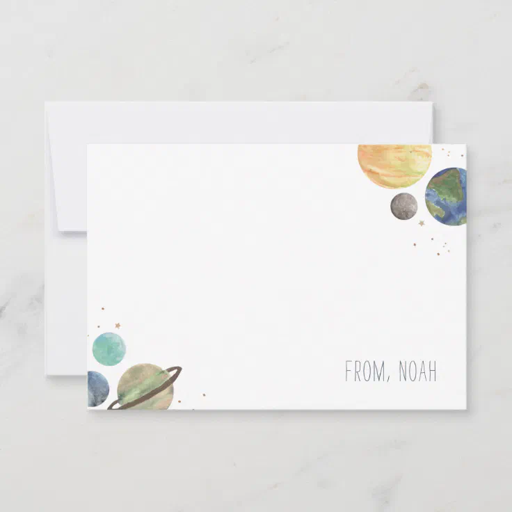Solar System Watercolor Thank You Card | Zazzle