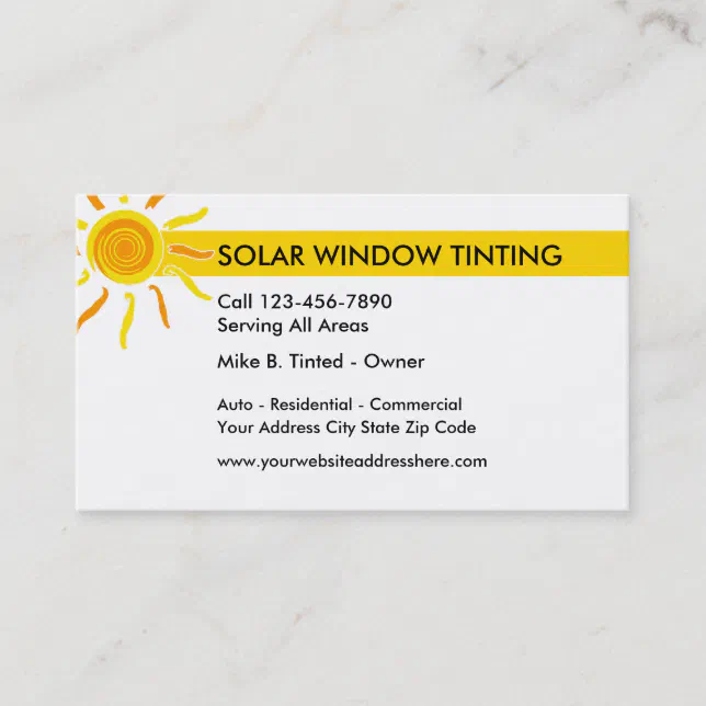 Solar Windows And Tinting Business Card | Zazzle