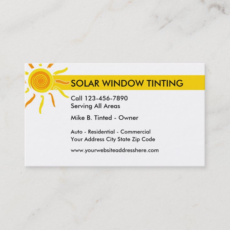 Solar Windows And Tinting Business Card | Zazzle