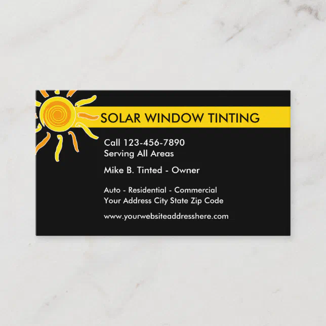 Solar Windows Tinting Business Card | Zazzle