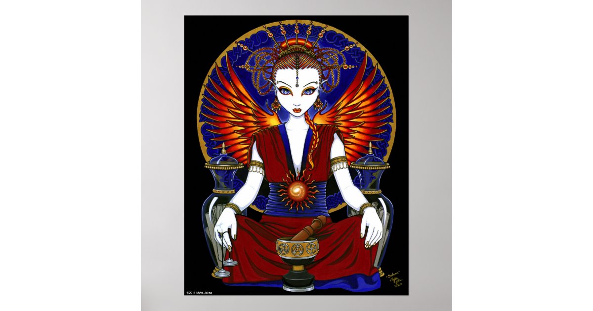 "Solara" Sun Goddess Fire Angel Poster | Zazzle