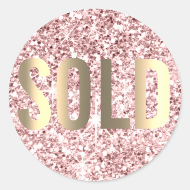 Sold Out Glitter Blush Faux Gold Pink Estate Agent Classic Round ...