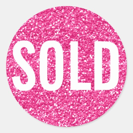 Sold Out Glitter Fuchsia Pink Real Estate Agent Classic Round Sticker ...