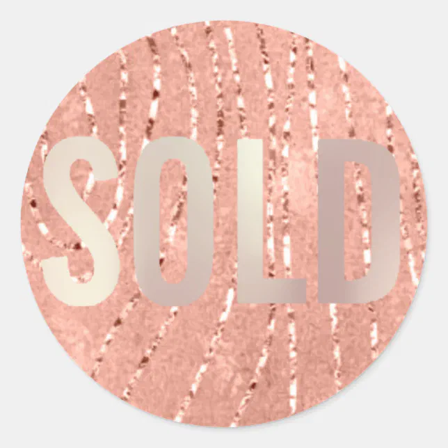 Sold Out Glitter Peach Pink Real Estate Agent Classic Round Sticker ...