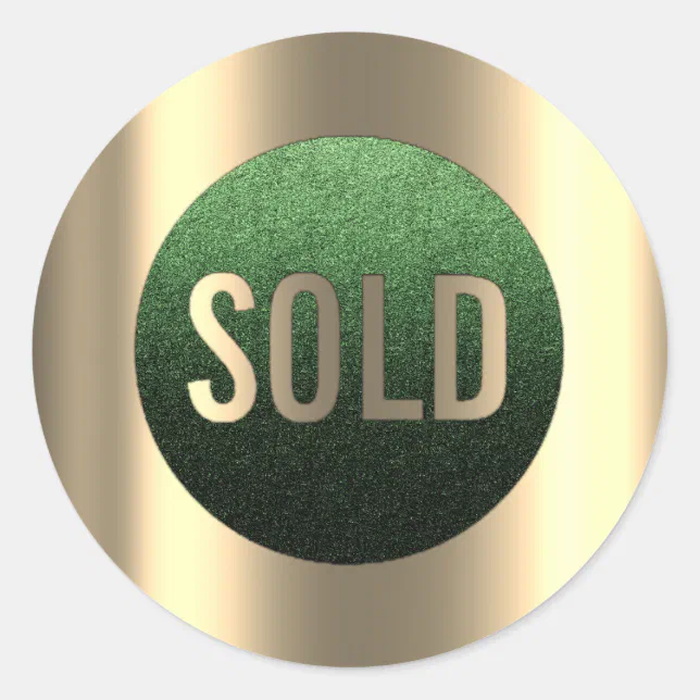 Sold Out Green Sepia Metallic Real Estate Agent Classic Round Sticker ...