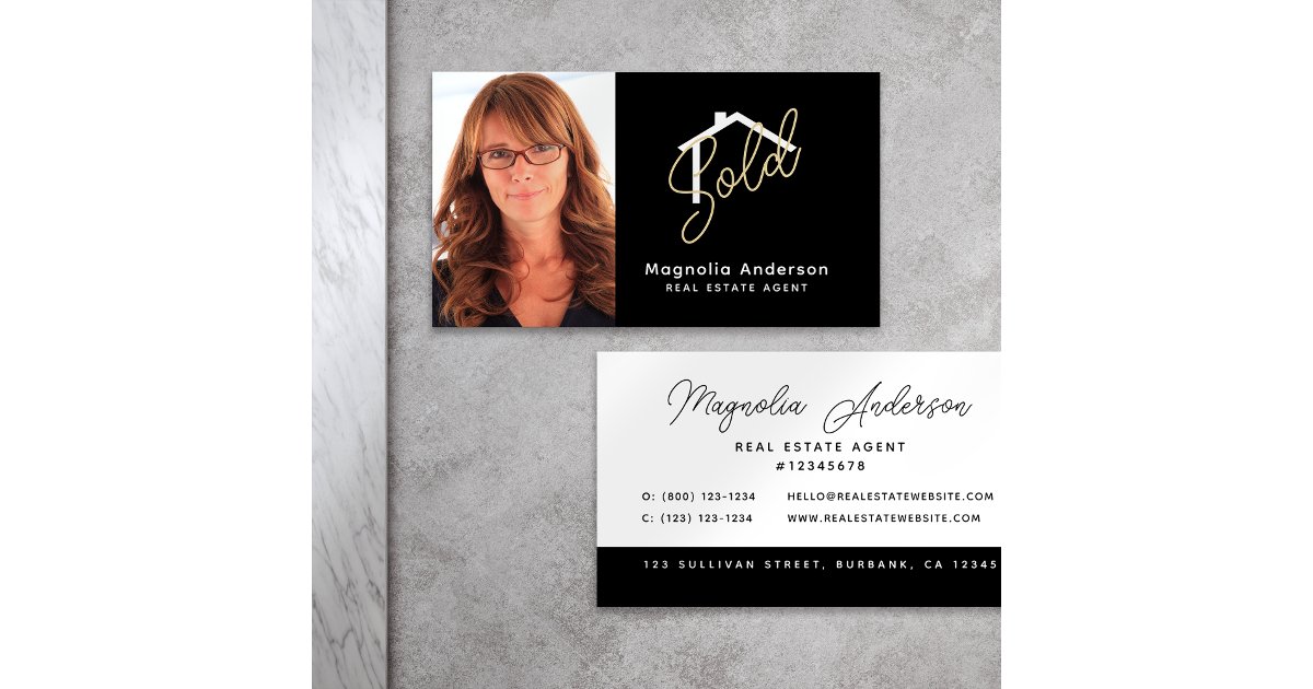 Sold Photo Real Estate Agent Business Card | Zazzle