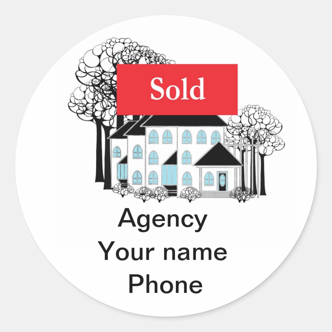 Sold Real Estate Promote Your Business Classic Round Sticker | Zazzle
