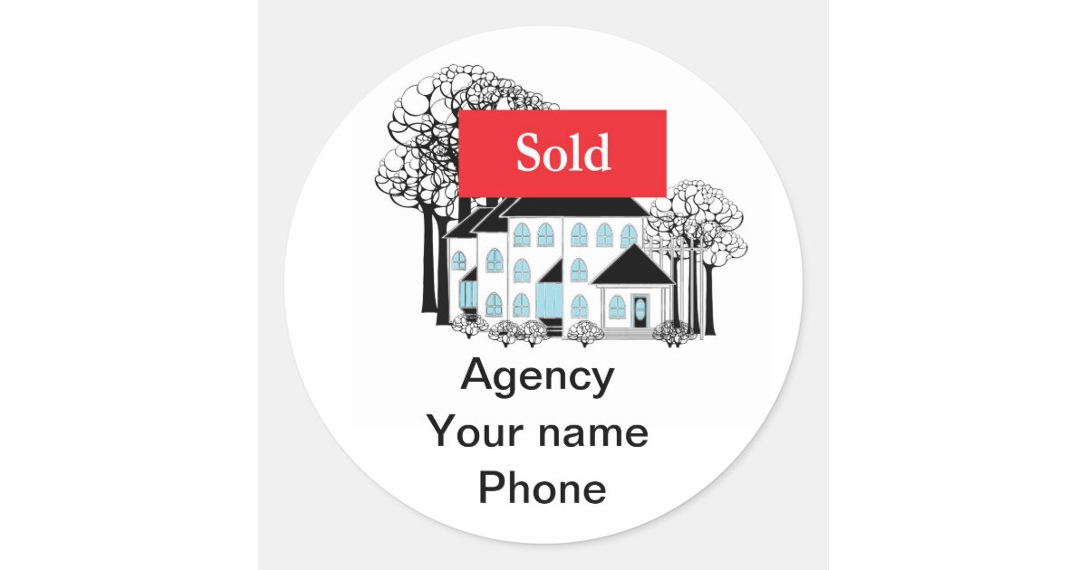 Sold Real Estate Promote Your Business Classic Round Sticker | Zazzle