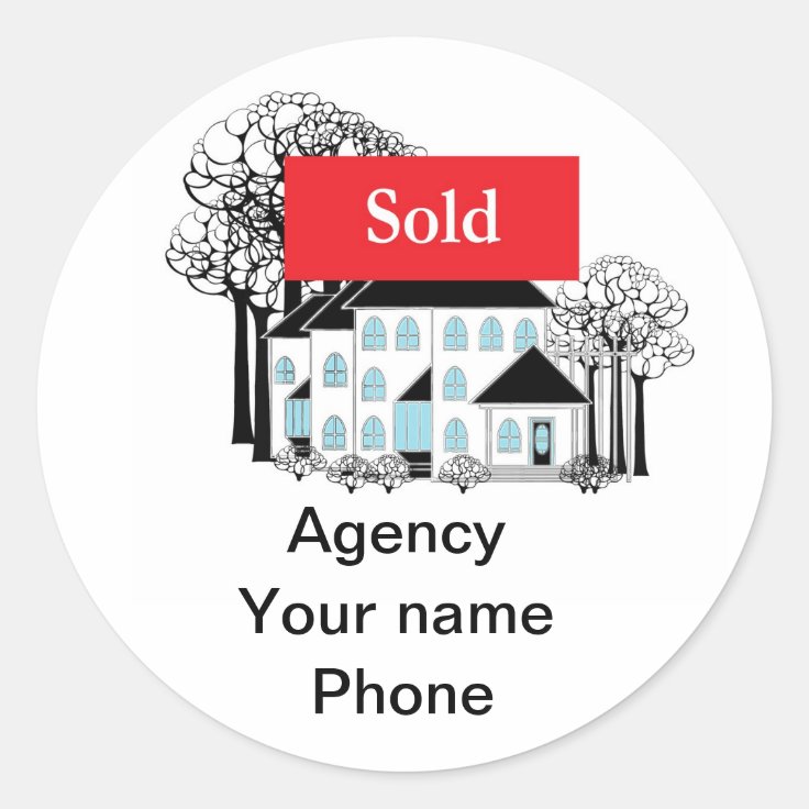 Sold Real Estate Promote Your Business Classic Round Sticker | Zazzle