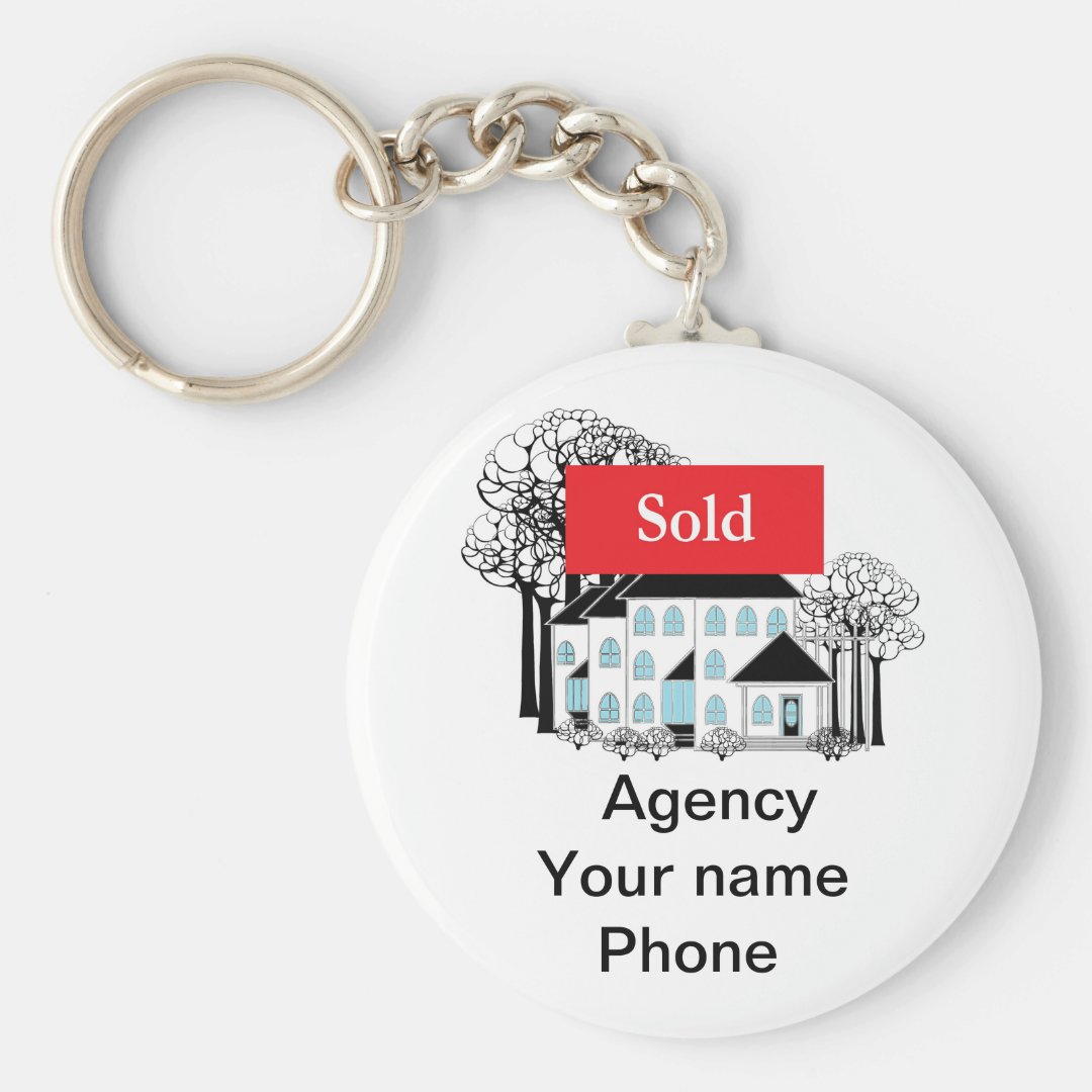 Sold Real Estate Promote Your Business Keychain | Zazzle