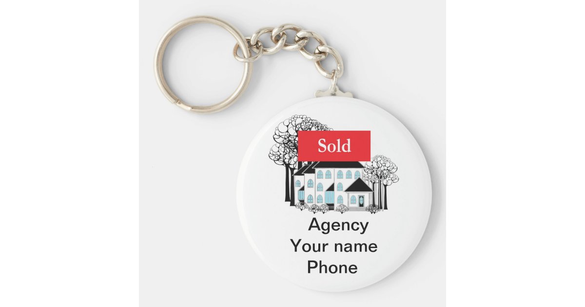 Sold Real Estate Promote Your Business Keychain | Zazzle.com