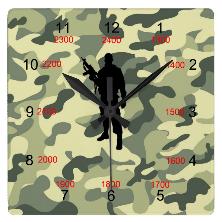 Soldier Camo Military Time Wall Clock | Zazzle