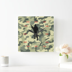 Soldier Camo Military Time Wall Clock | Zazzle