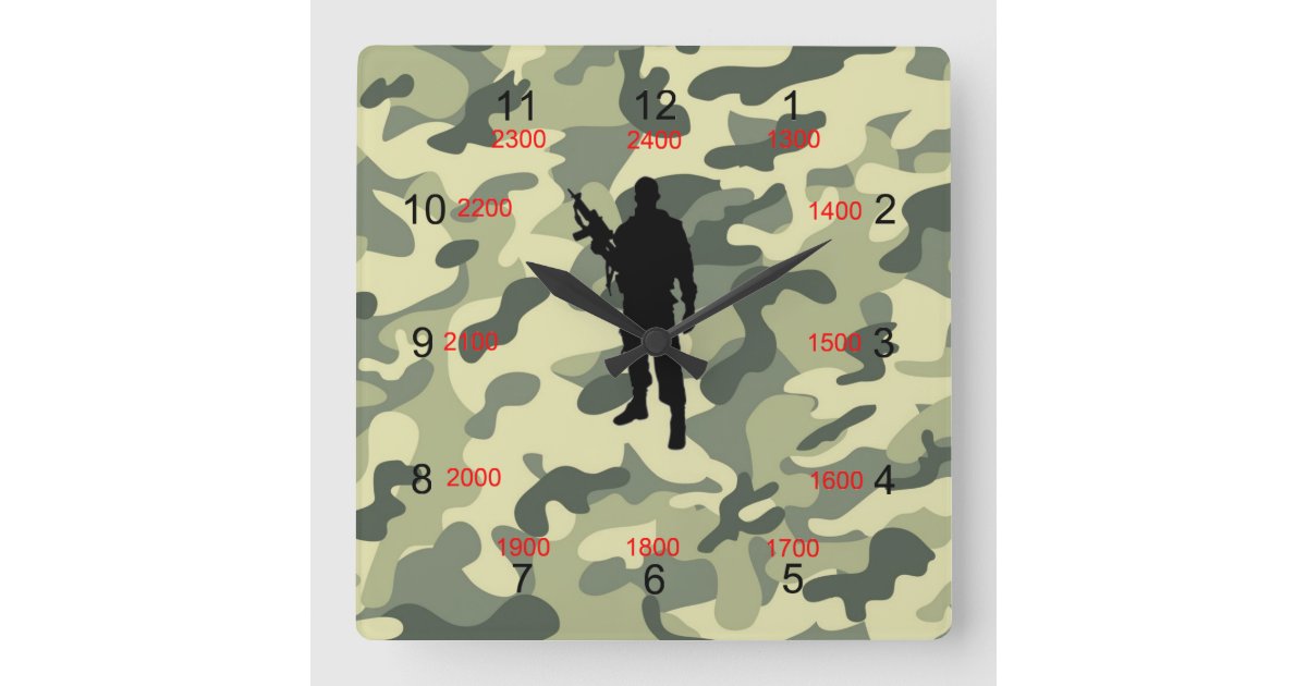 Soldier Camo Military Time Wall Clock | Zazzle
