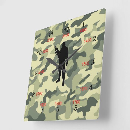Soldier Camo Military Time Wall Clock | Zazzle