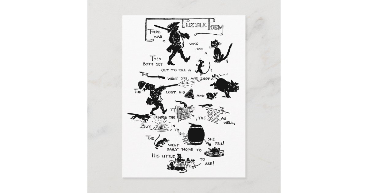 Soldier, Cat and Rat Rebus Poem Postcard | Zazzle