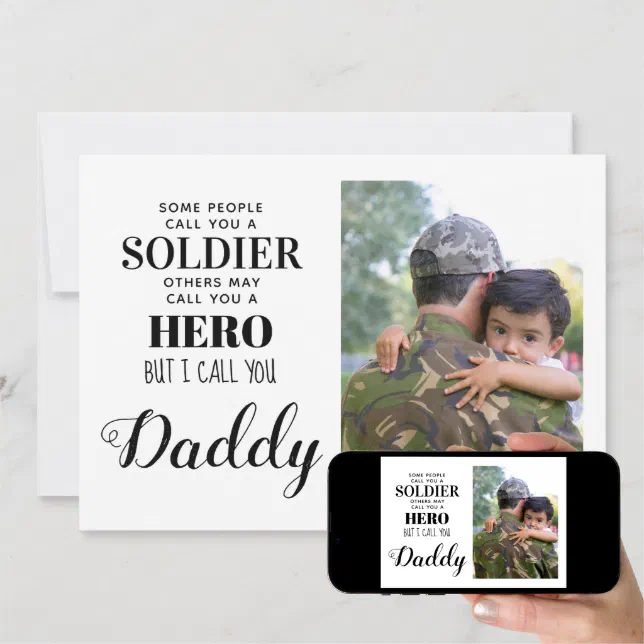 Soldier Hero Military Daddy Fathers Day Photo Card | Zazzle