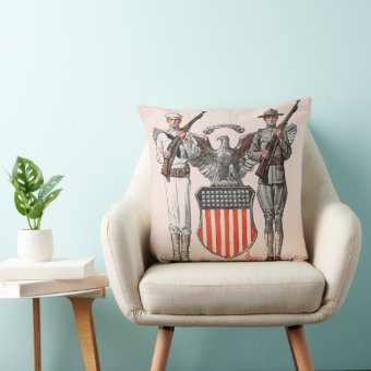 Soldier, Sailor and U.S. Shield Throw Pillow | Zazzle