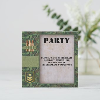 Soldier themed camouflage party invitation | Zazzle