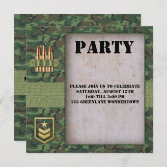 Soldier themed camouflage party invitation | Zazzle