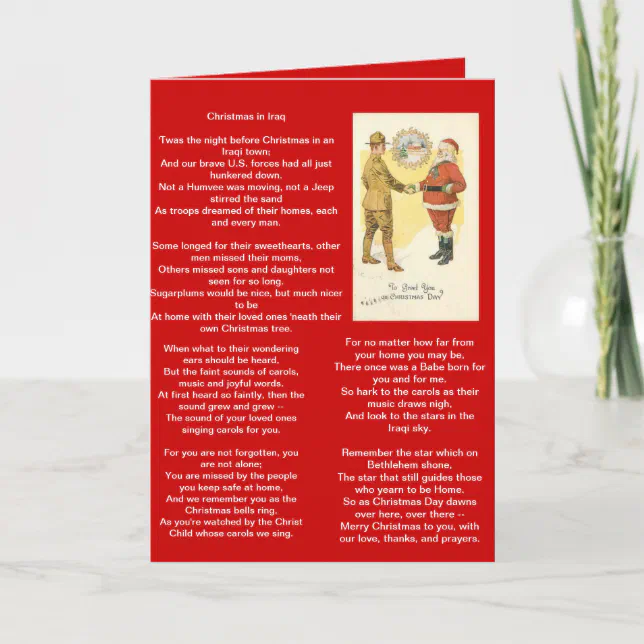 soldier with santa poem christmas card | Zazzle