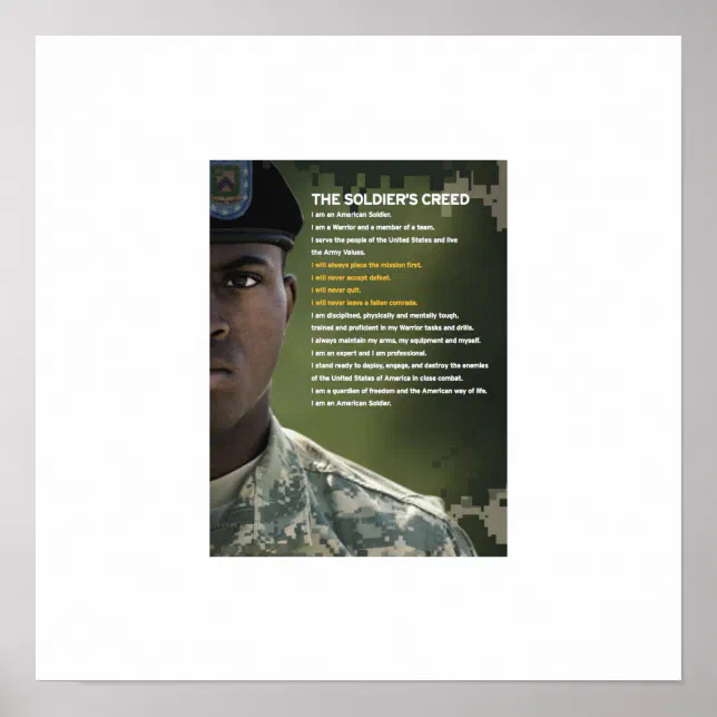Soldiers Creed Poster 23x23 | Zazzle