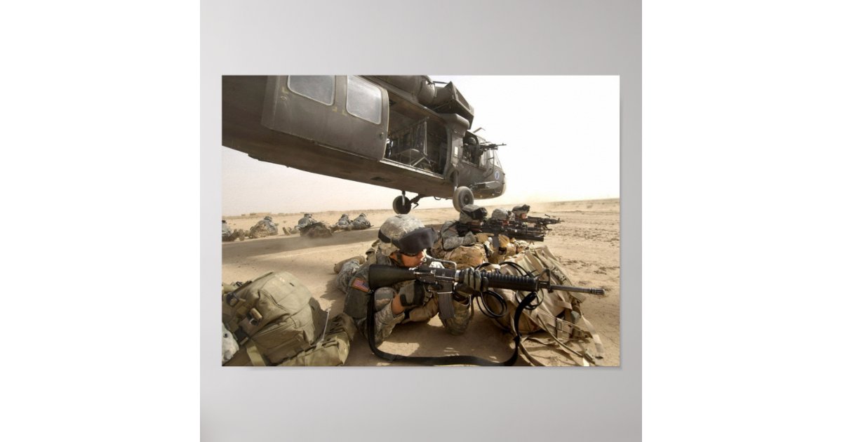Soldiers Dismount a UH-60 Black Hawk Helicopter Poster | Zazzle
